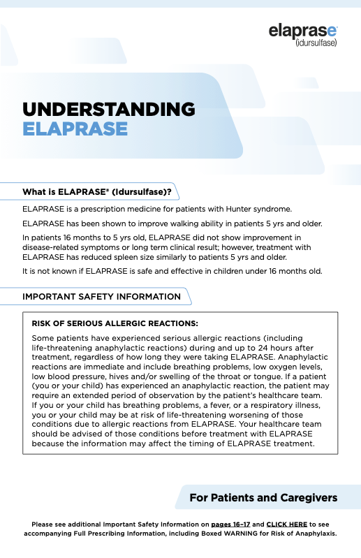 ELAPRASE®| Resources for Patients & Families